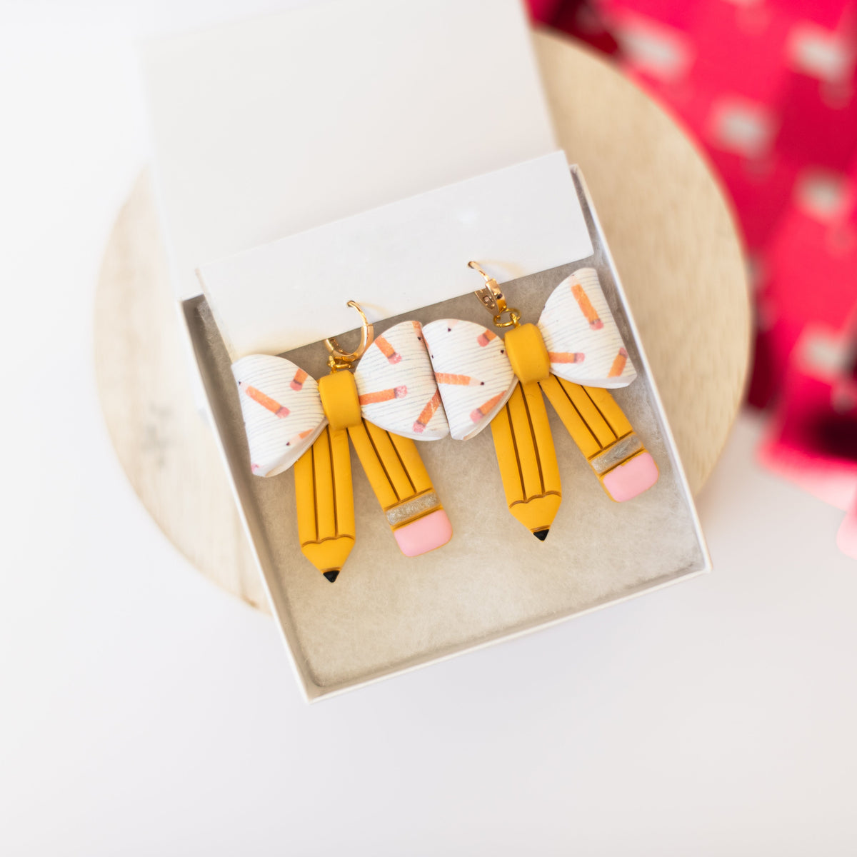 Pencil Bow Clay Earrings – DearMeBoutique