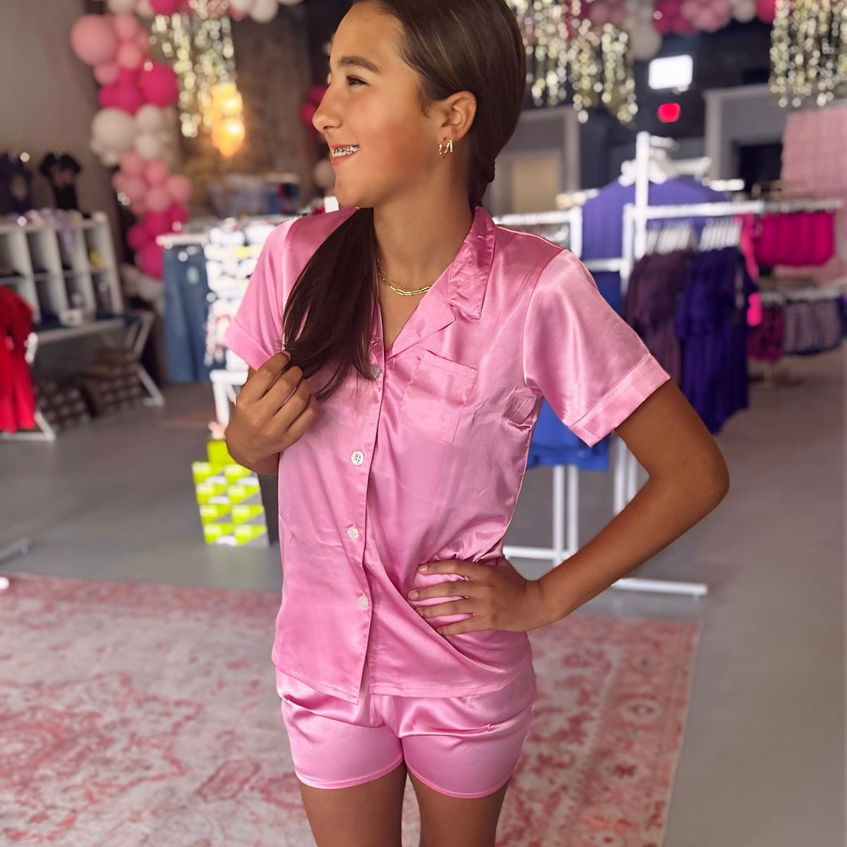 Poppin' Pink Satin Sleep Set – DearMeBoutique